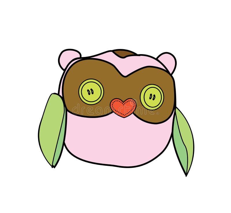 Cute pink owl doll stock illustration. Illustration of collection ...