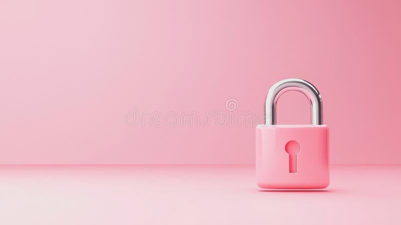 Cute Pink Padlock on a Soft Pink Background Representing Security ...