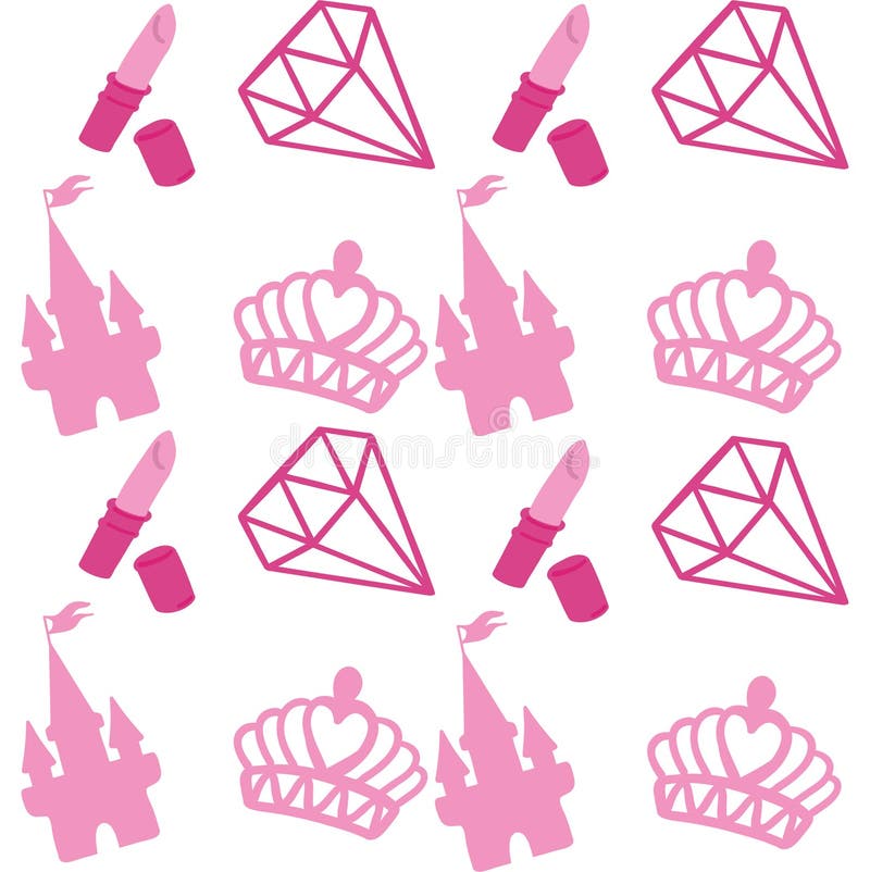 Cute Pink Pattern Hand Drawn Barbiecore Stock Vector - Illustration of ...