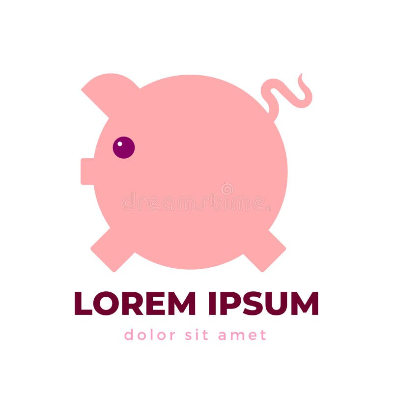 Cute Pink Pig Logo Icon stock vector. Illustration of label - 228170983