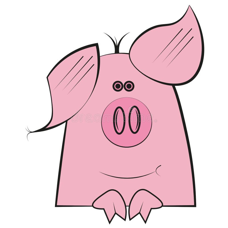 Cute Pink Piggy Vector on White Background Stock Vector - Illustration ...
