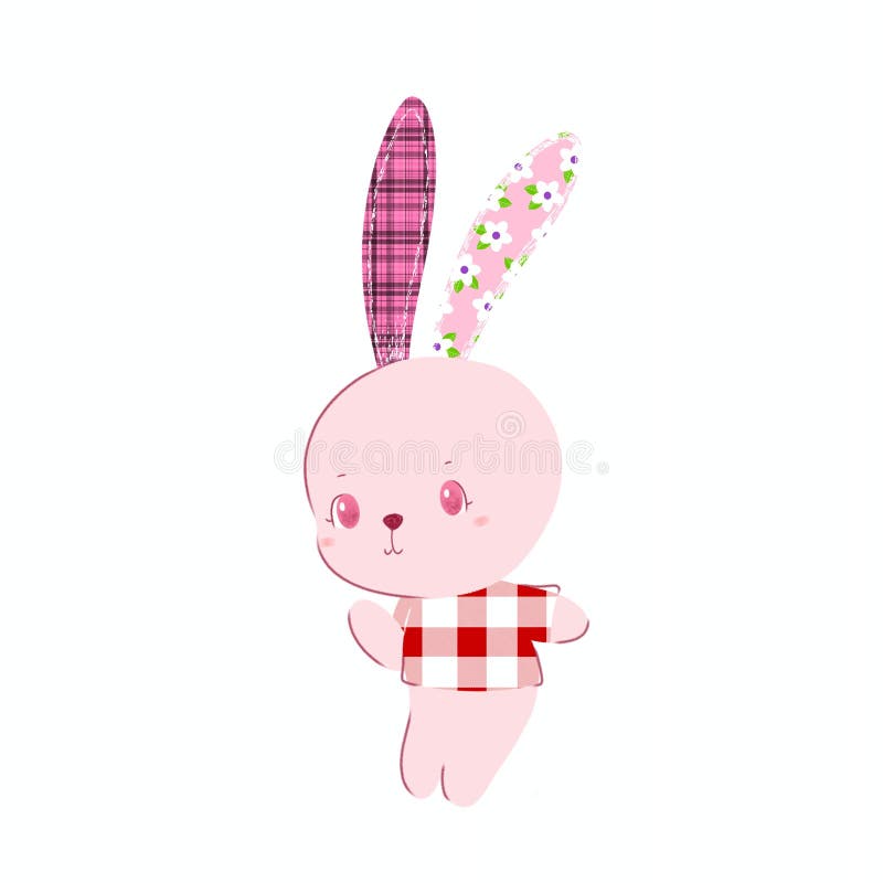 Cute Pink Rabbit Drawing for Prints Stock Illustration - Illustration ...