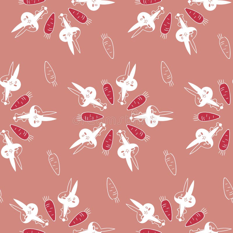 Cute pink rabbit pattern stock vector. Illustration of hare - 67416094