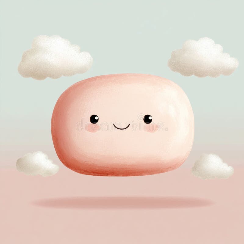 Cute Pink Rectangular Paper Clip with Whimsical White Clouds in a ...