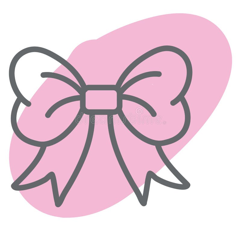 Cute pink ribbon, icon stock vector. Illustration of graphic - 260369847