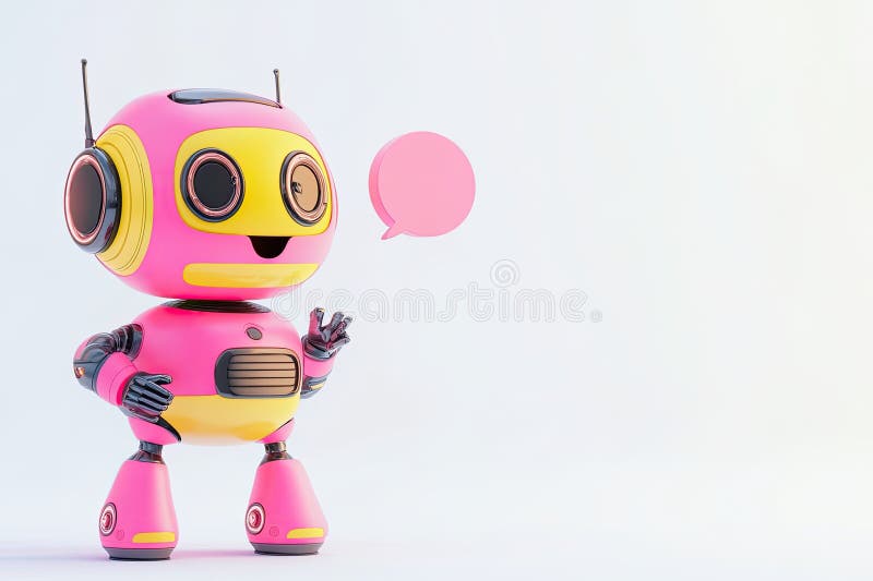 Pink Robot Chatbot stock illustration. Illustration of design - 385393412