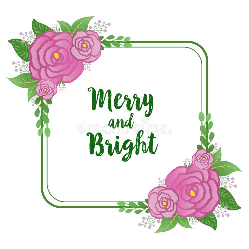 Cute Pink Rose Flower Frame Background, for Lettering of Merry and ...