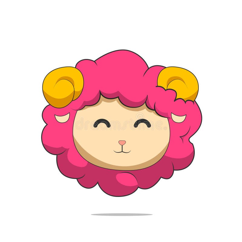 Cute Pink Sheep Looks Joy. Sheep Character Vector Design Stock Vector ...