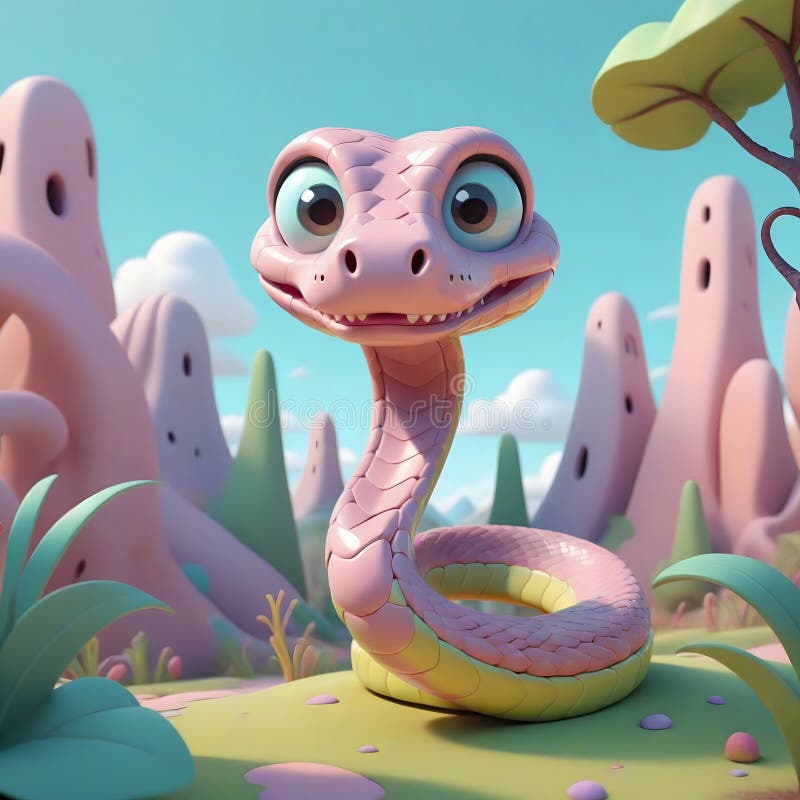 Pink Snake and Red Strawberry Illustration Stock Vector - Illustration ...