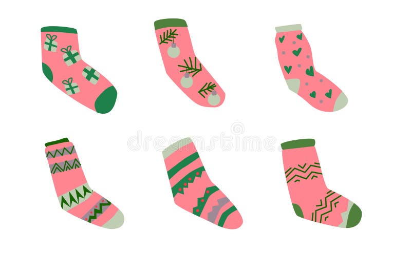 Cute Pink Socks for Winter Holiday Collection Stock Vector ...