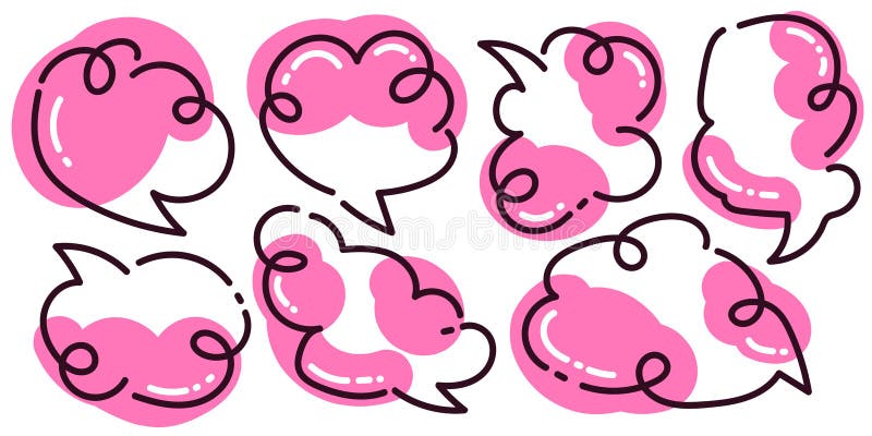 Cute Pink Speech Bubble Set with Hand Drawn Style Stock Vector ... Cute Pink Speech Bubble Set with Hand Drawn Style Stock Vector ...