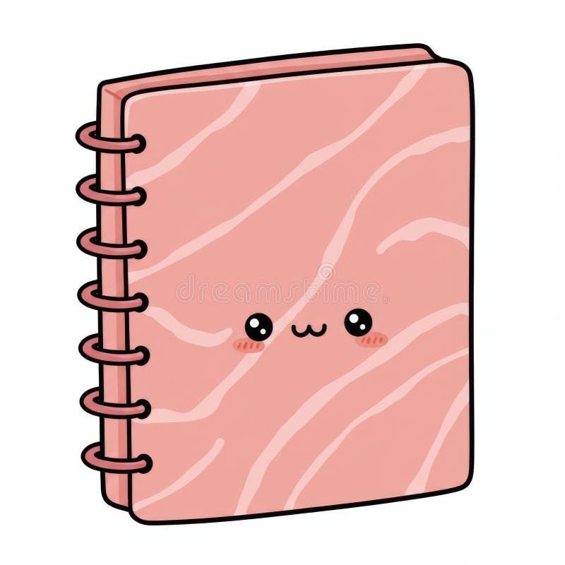 Cute Pink Spiral Notebook Cartoon Illustration Stock Illustration ...