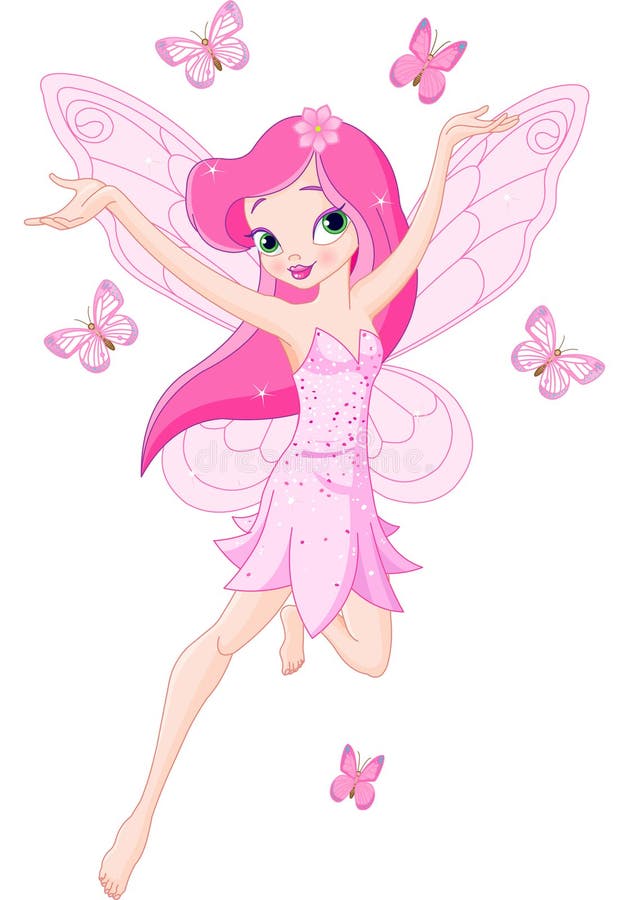 Cute pink spring fairy stock vector. Illustration of imagination - 13982205