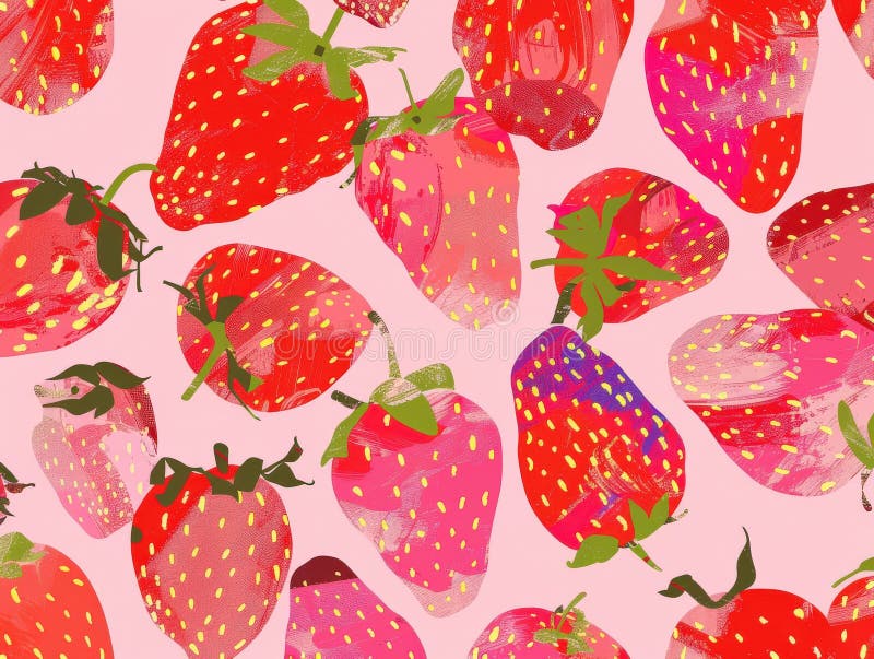 Cute Pink Strawberry Pattern on a Soft Background Stock Illustration ...