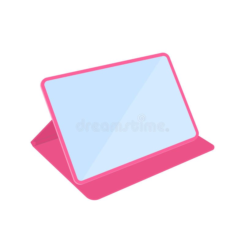 Cute Pink Tablet Computer Isolated on White Background Stock Vector ...
