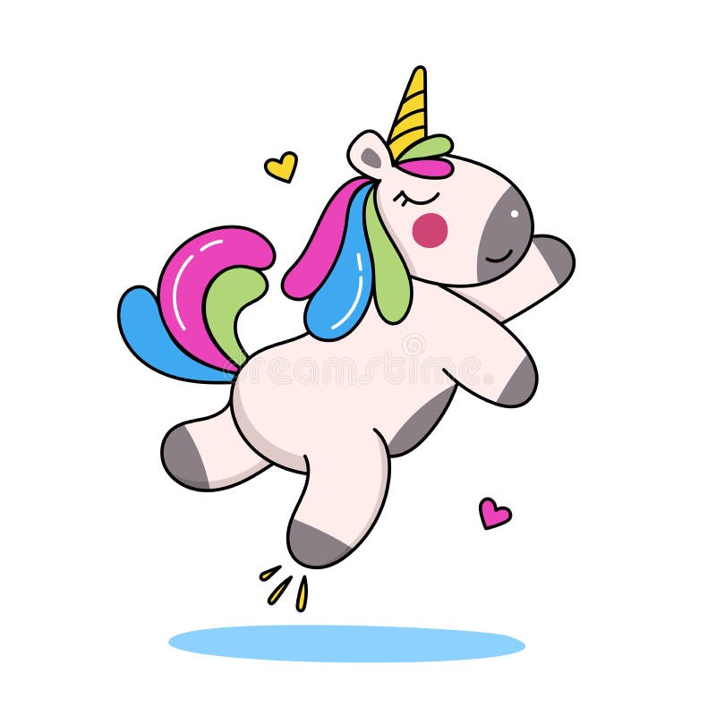 Cute Pink Unicorn in a Jump. Vector Illustration in a Flat Style Stock ...