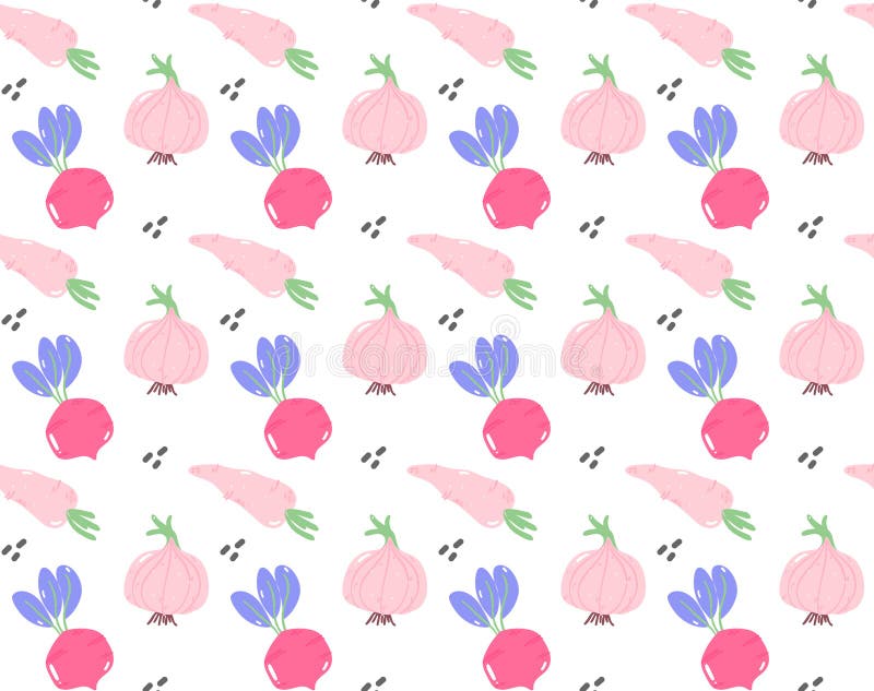 Cute Pink Vegetable Seamless Pattern Repeat Tileable Background Texture ...