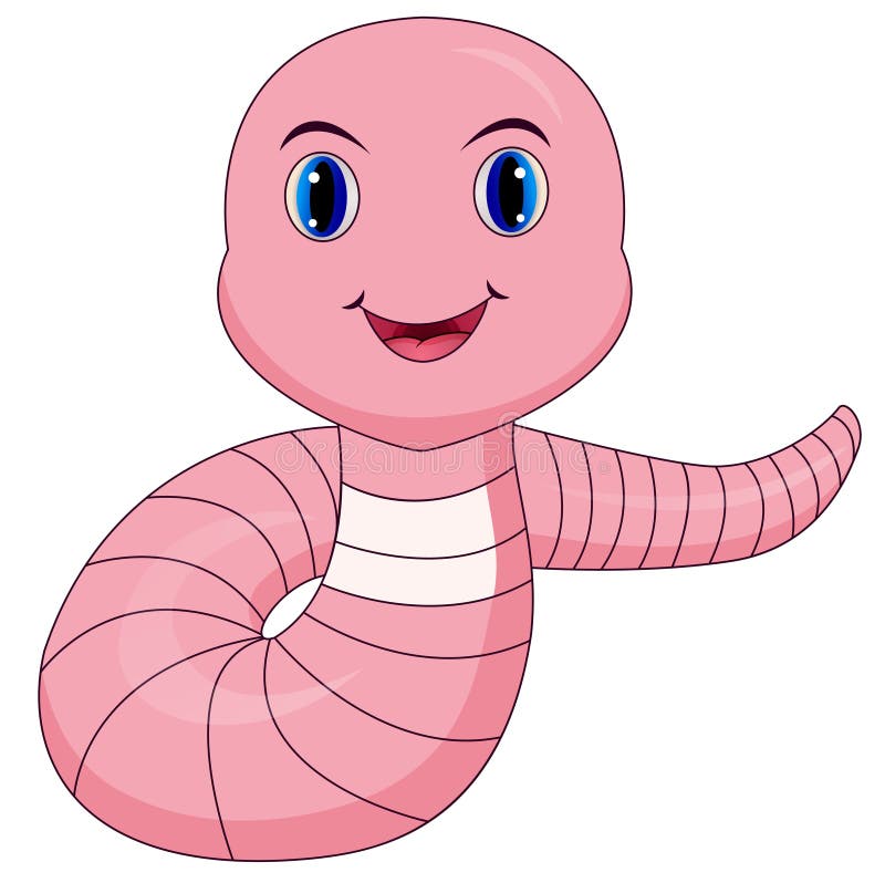 Cute pink worm cartoon stock vector. Illustration of illustration ...