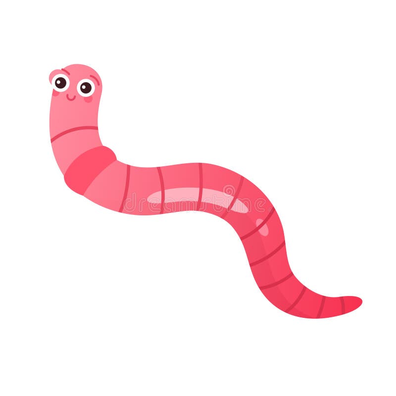 Cute Pink Worm Crawling and Smiling, Cheerful Earthworm with Funny Face ...