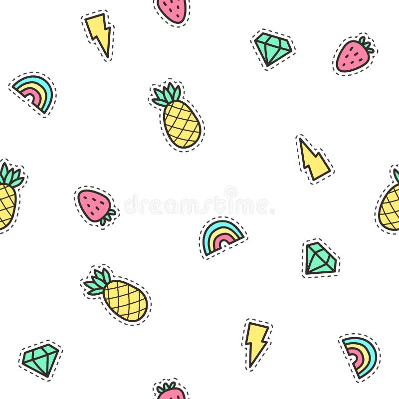 Cute Pins Seamless Pattern. Stock Illustration - Illustration of patch ...
