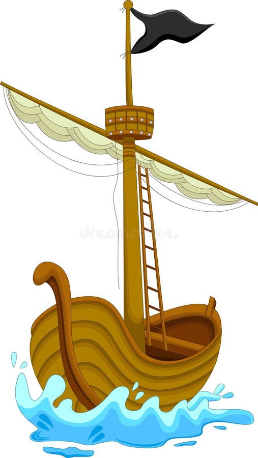 Cute pirate ship cartoon stock illustration. Illustration of nautical ...