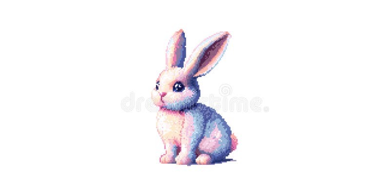 Cute Pixel Art Bunny Facing Left Isolated on Transparent Background ...