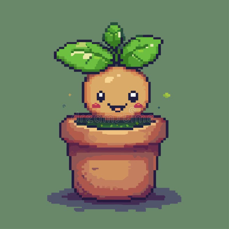Cute Pixel Art Potted Plant Character. Vector Illustration Design Stock ...