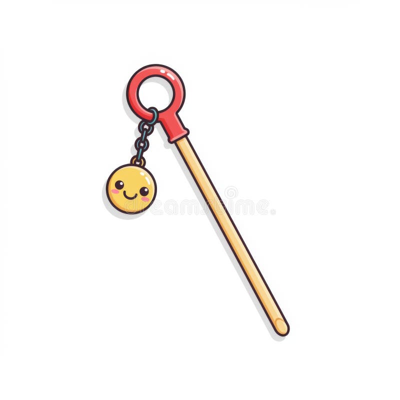 Cute Pixel Art Smiley Face Toy with Red and Gold Stick Stock ...