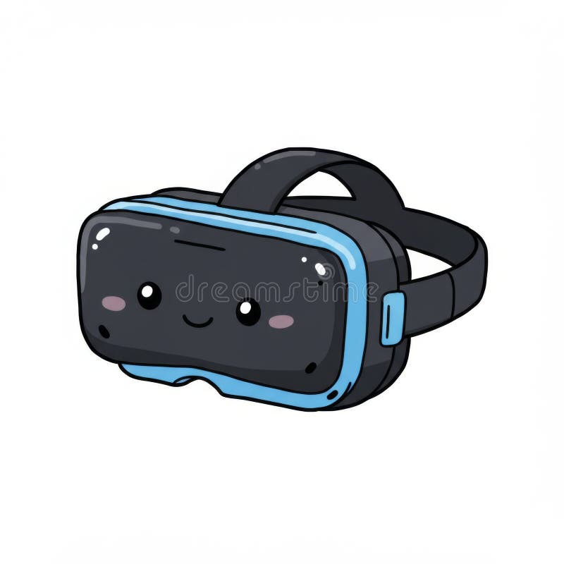 Cute Pixel Art Vr Headset Black and Blue Device on White Background ...