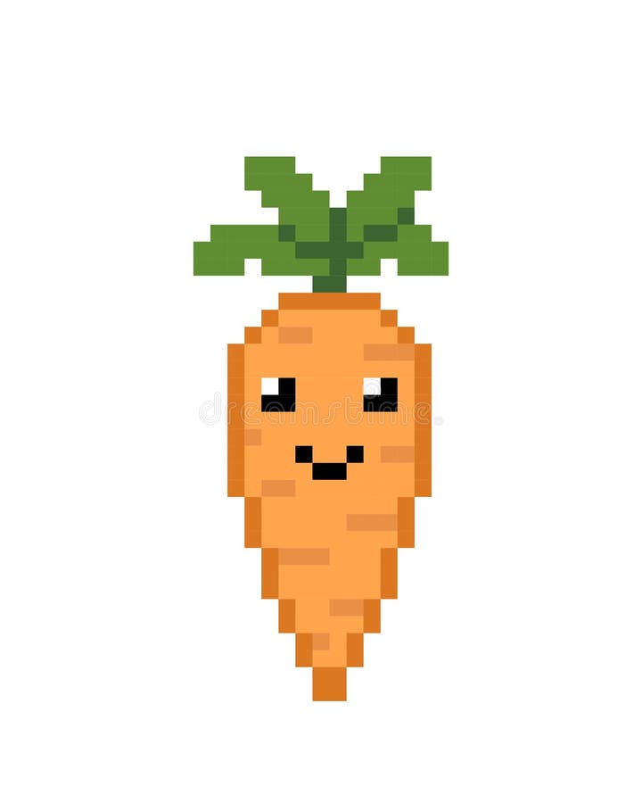 Cute Pixel Carrot Image. Vector Illustration For 8 Bit Game And Cross ...