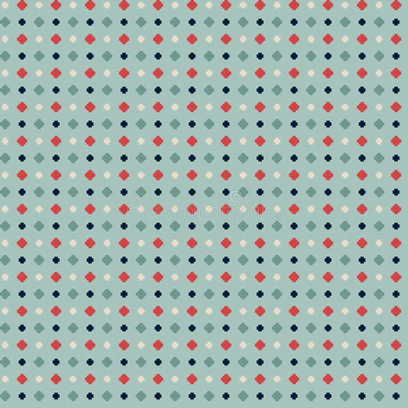 Cute Pixelated Pattern with Simple Geometric Shapes Stock Vector ...