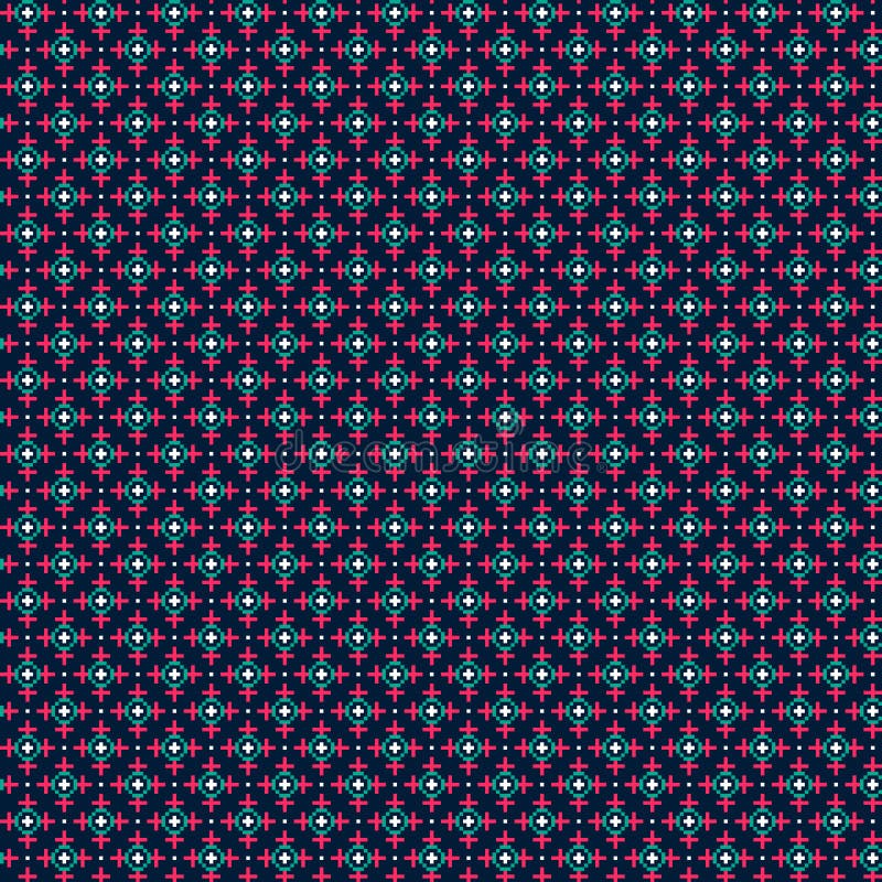 Cute Pixelated Pattern with Simple Geometric Shapes Stock Vector ...