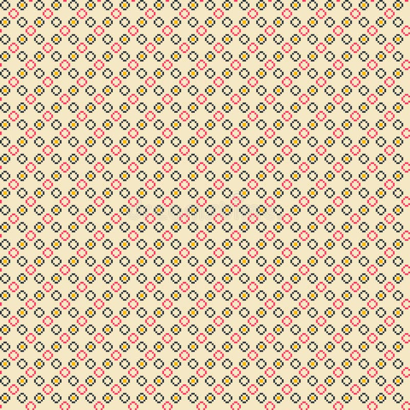 Cute Pixelated Pattern with Simple Geometric Shapes Stock Vector ...