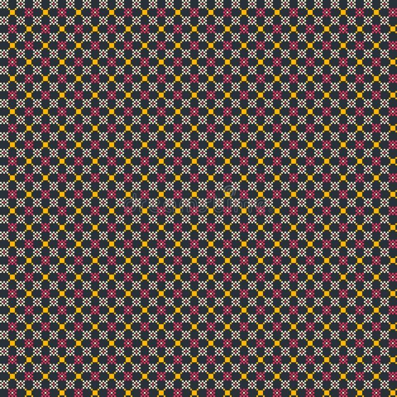 Cute Pixelated Pattern with Simple Geometric Shapes Stock Vector ...