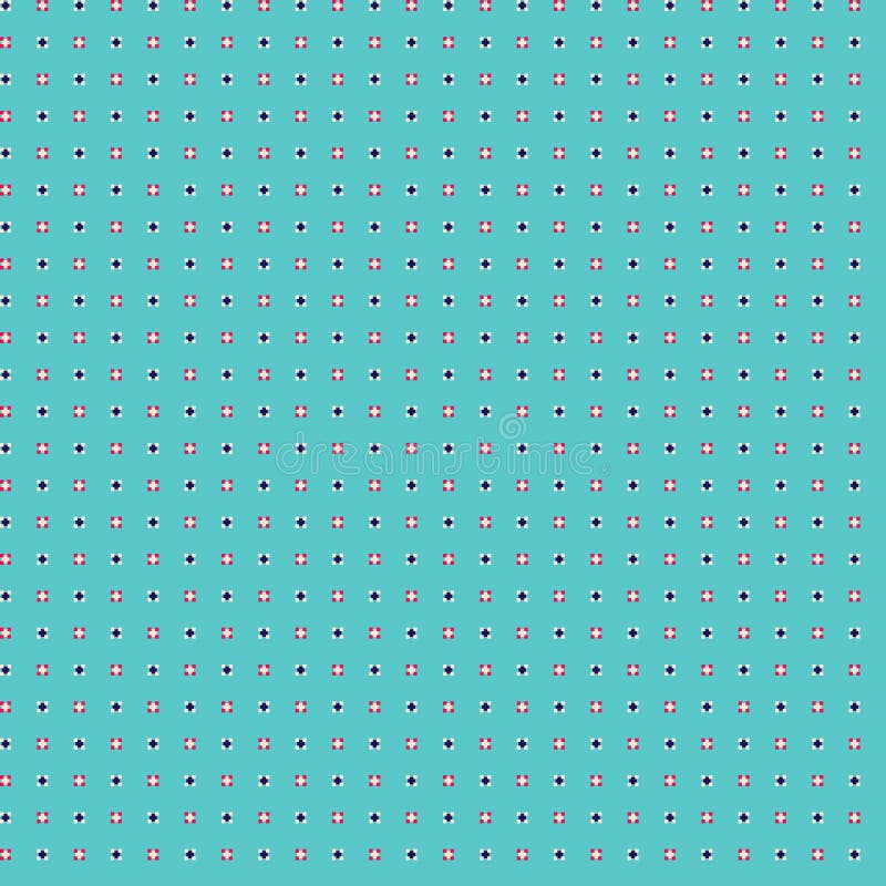 Cute Pixelated Pattern with Simple Geometric Shapes Stock Vector ...