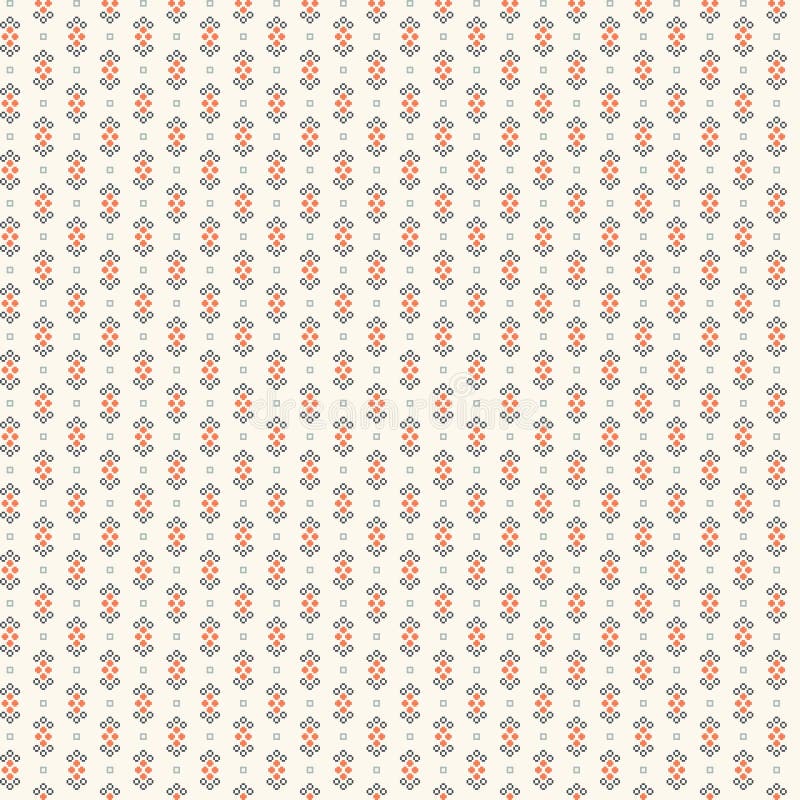 Cute Pixelated Pattern with Simple Geometric Shapes Stock Vector ...