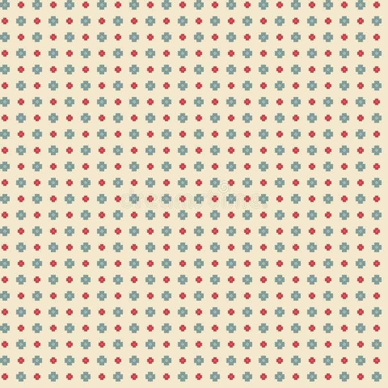 Cute Pixelated Pattern with Simple Geometric Shapes Stock Vector ...