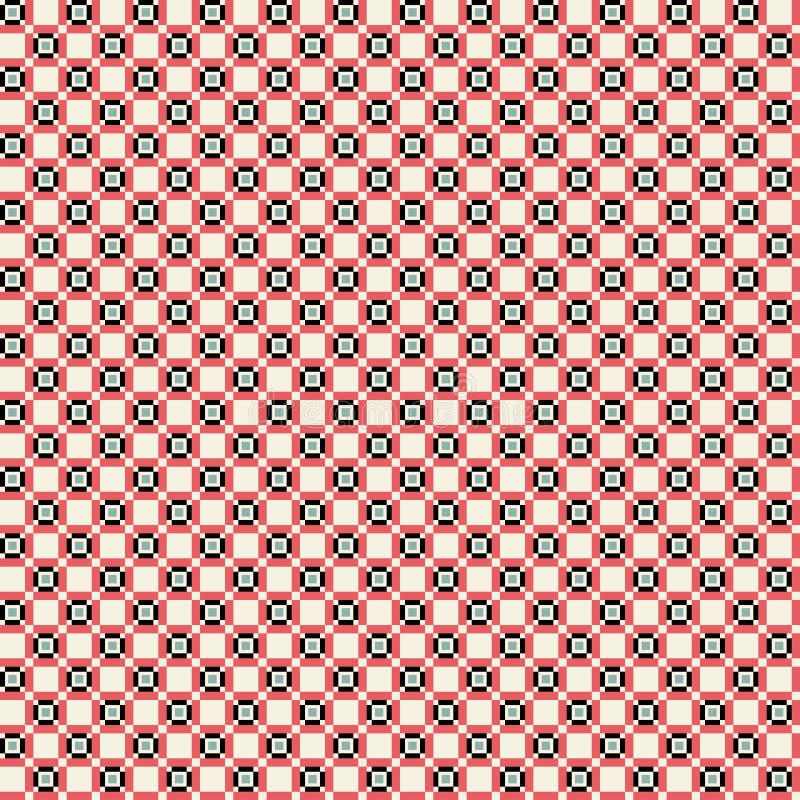 Cute Pixelated Pattern with Simple Geometric Shapes Stock Vector ...