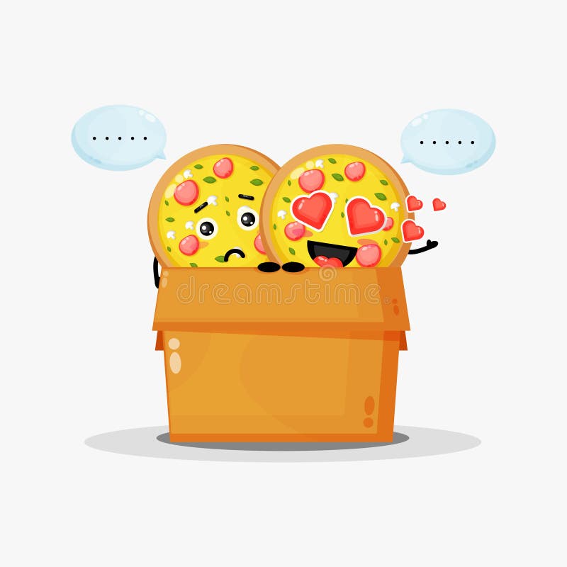 Cute Pizza Mascot in the Box Stock Vector - Illustration of tasty, cute ...