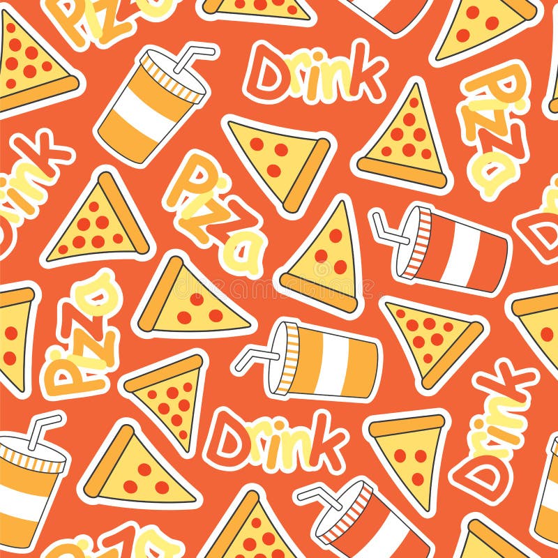 Seamless Colorful Cartoon Pizza Texture Stock Illustrations – 199 ...