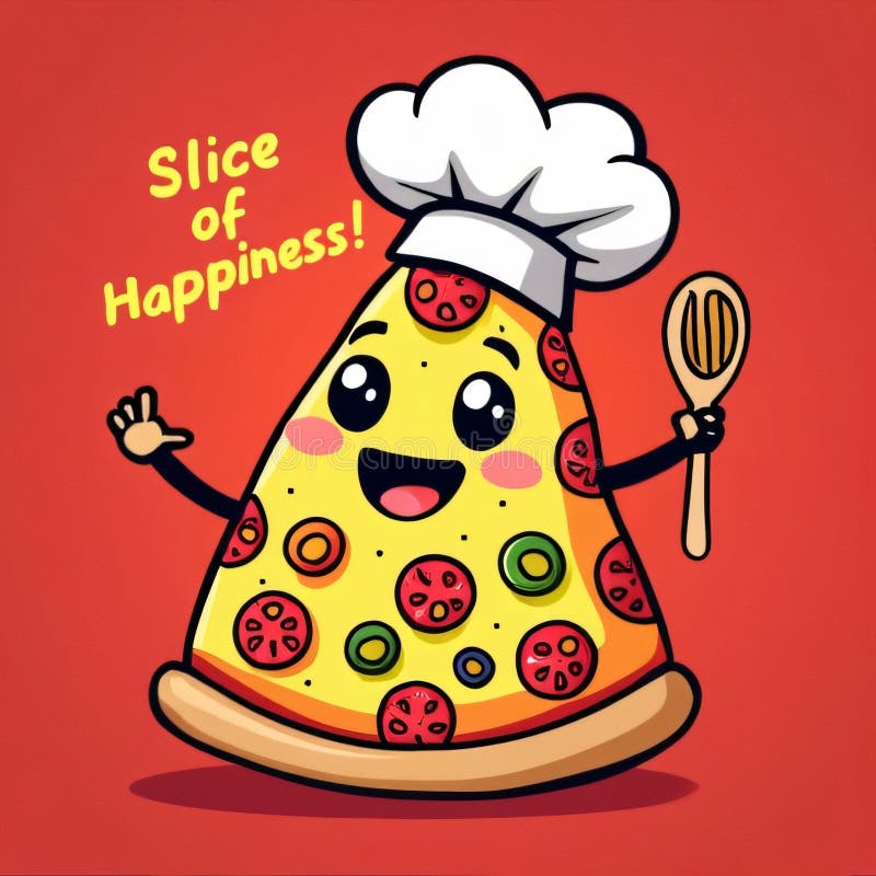 Cute Pizza Slice Character T-Shirt Design Stock Illustration ...
