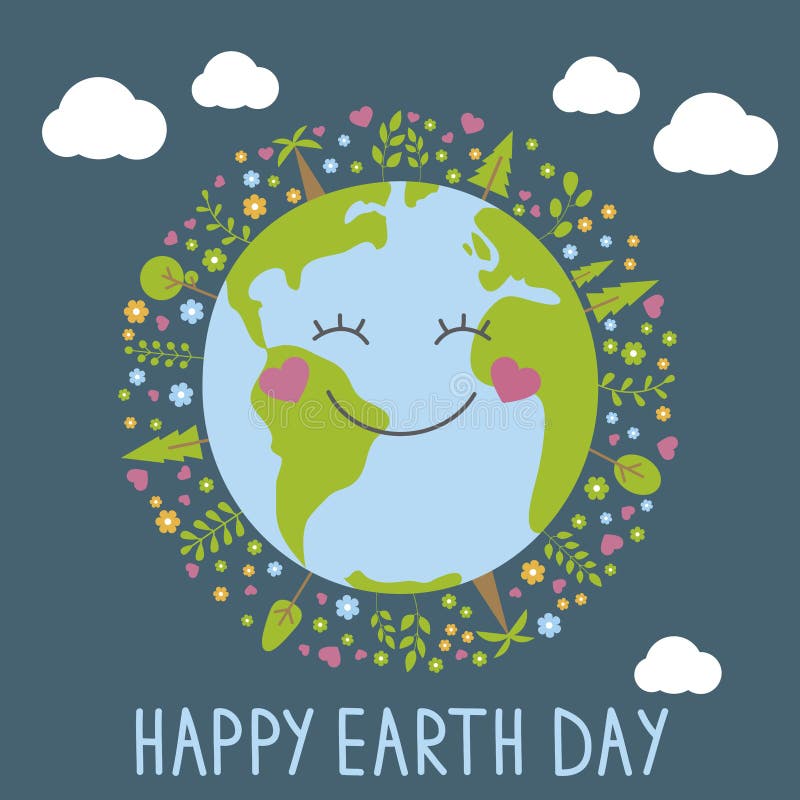 Smiling planet Earth. stock illustration. Illustration of issues ...