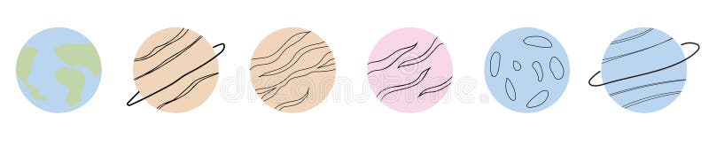 Cute Planet Set Planet Ring Space Stock Vector - Illustration of ...