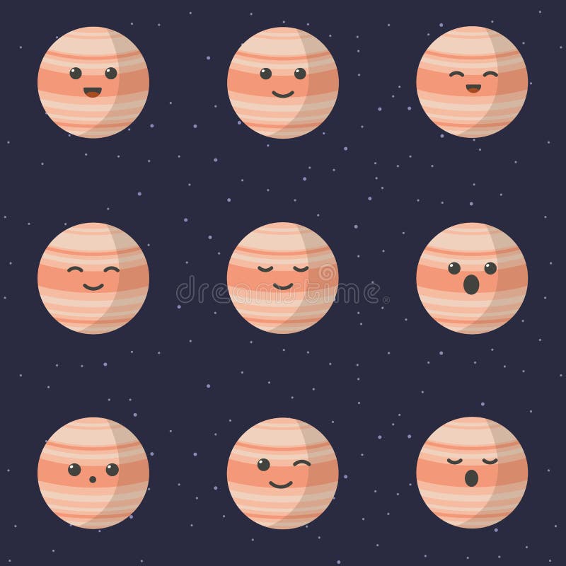 Cute Planet Venus Cartoon Character. Set of Cute Cartoon Planets with ...