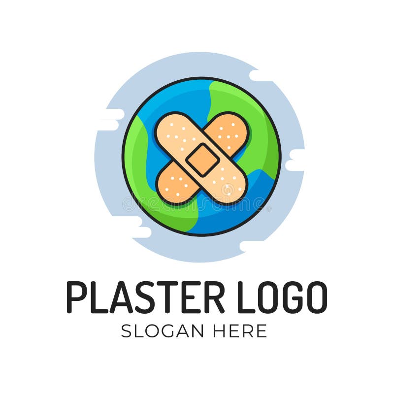 Cute Plaster Logo with Earth Stock Illustration - Illustration of ...