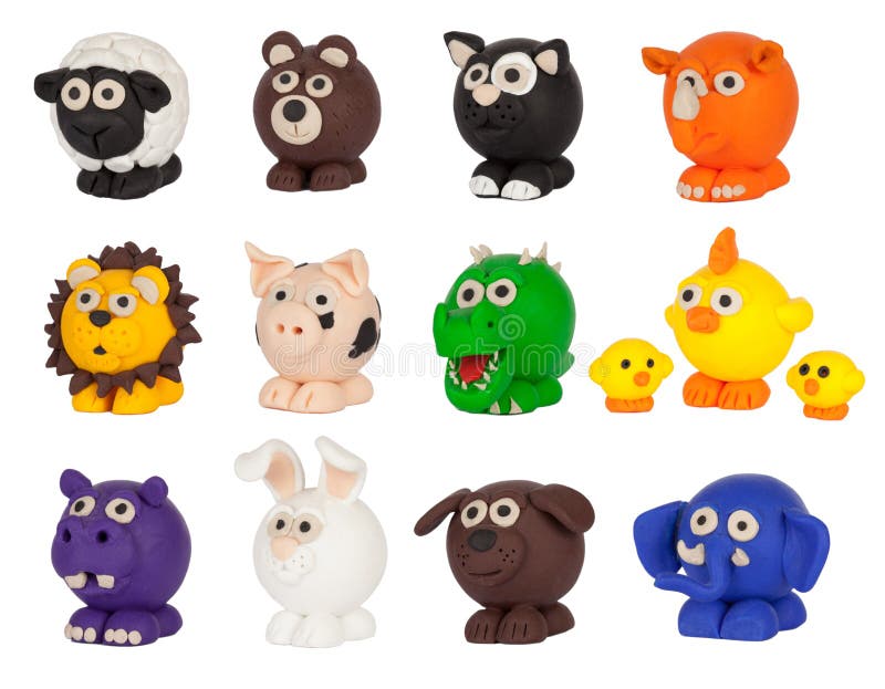 Cute Plasticine Farm Animals Collection - Pig, Horse, Sheep. Stock ...