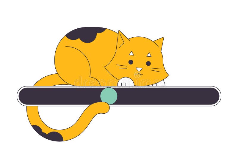 Cute Playful Cat Under Loading Bar Flat Design Stock Vector ...