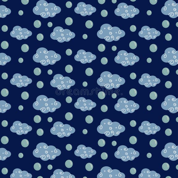 Cute Playful Clouds Blue Sky Seamless Pattern Stock Illustration ...