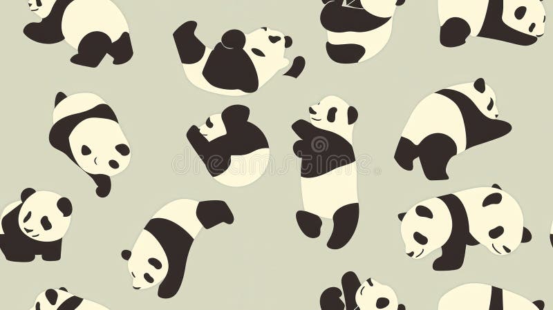 Cute and Playful Panda Pattern on Soft Green Background Design Stock ...