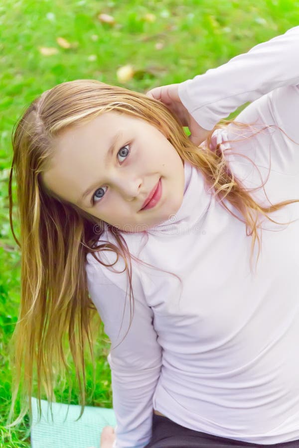 Cute playing girl stock image. Image of seven, action - 53957537